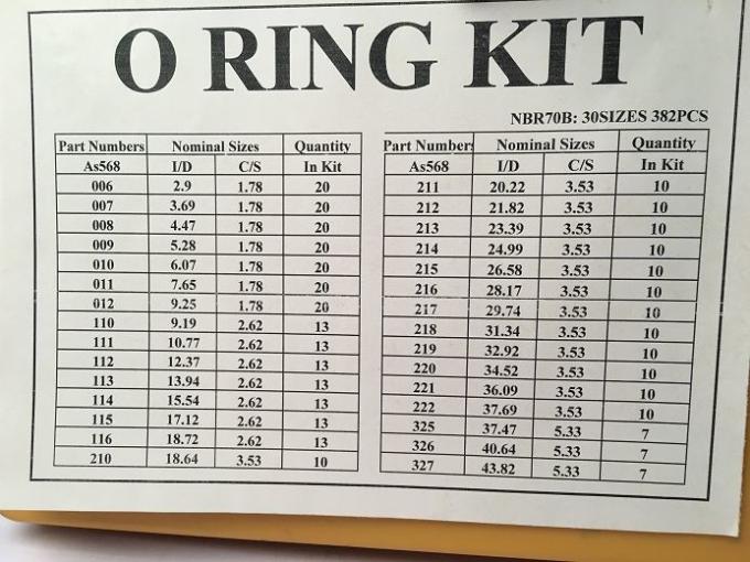 Yellow 382 PCS Rubber O Ring Kit , High Tensile Strength Automotive O ...
